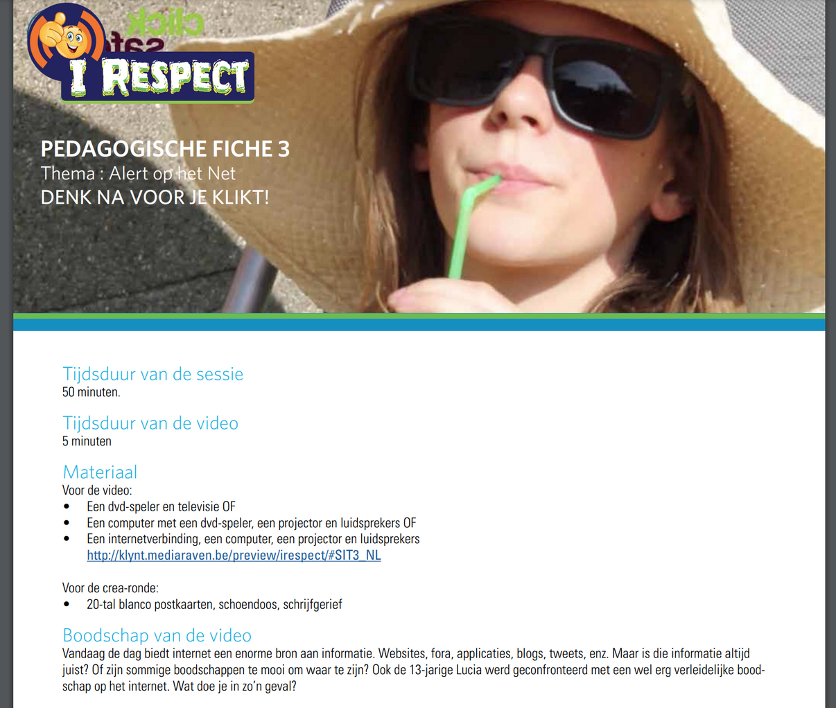 Dossier pédagogique iRespect – Child Focus Material